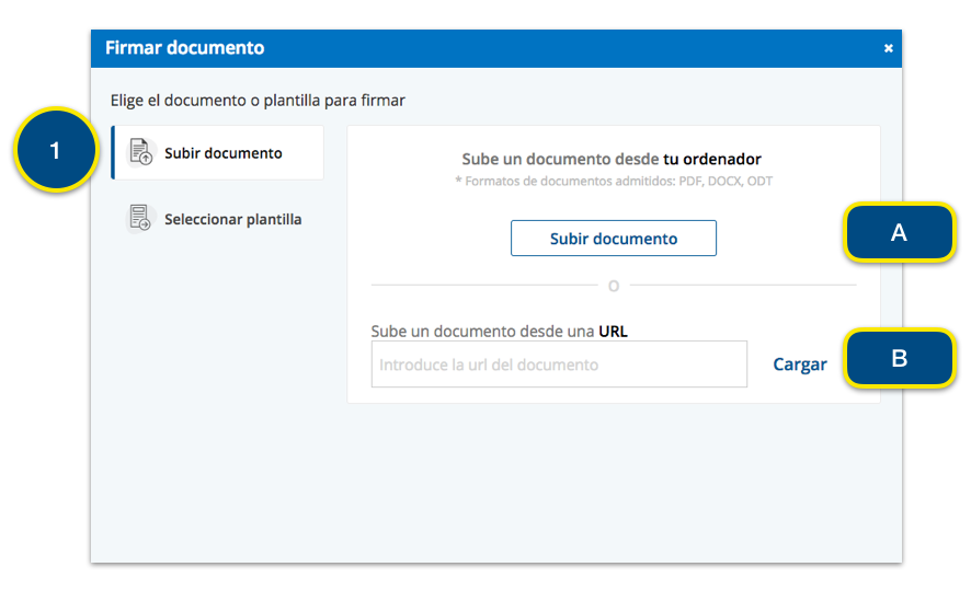 Subir y configurar documento · Viafirma Documents
